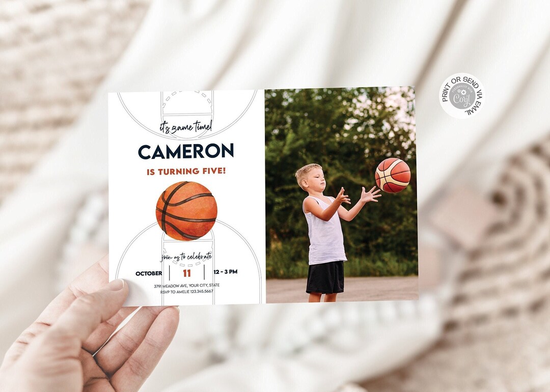 Editable Basketball Theme Photo Invitation, Sport Theme Any Age ...