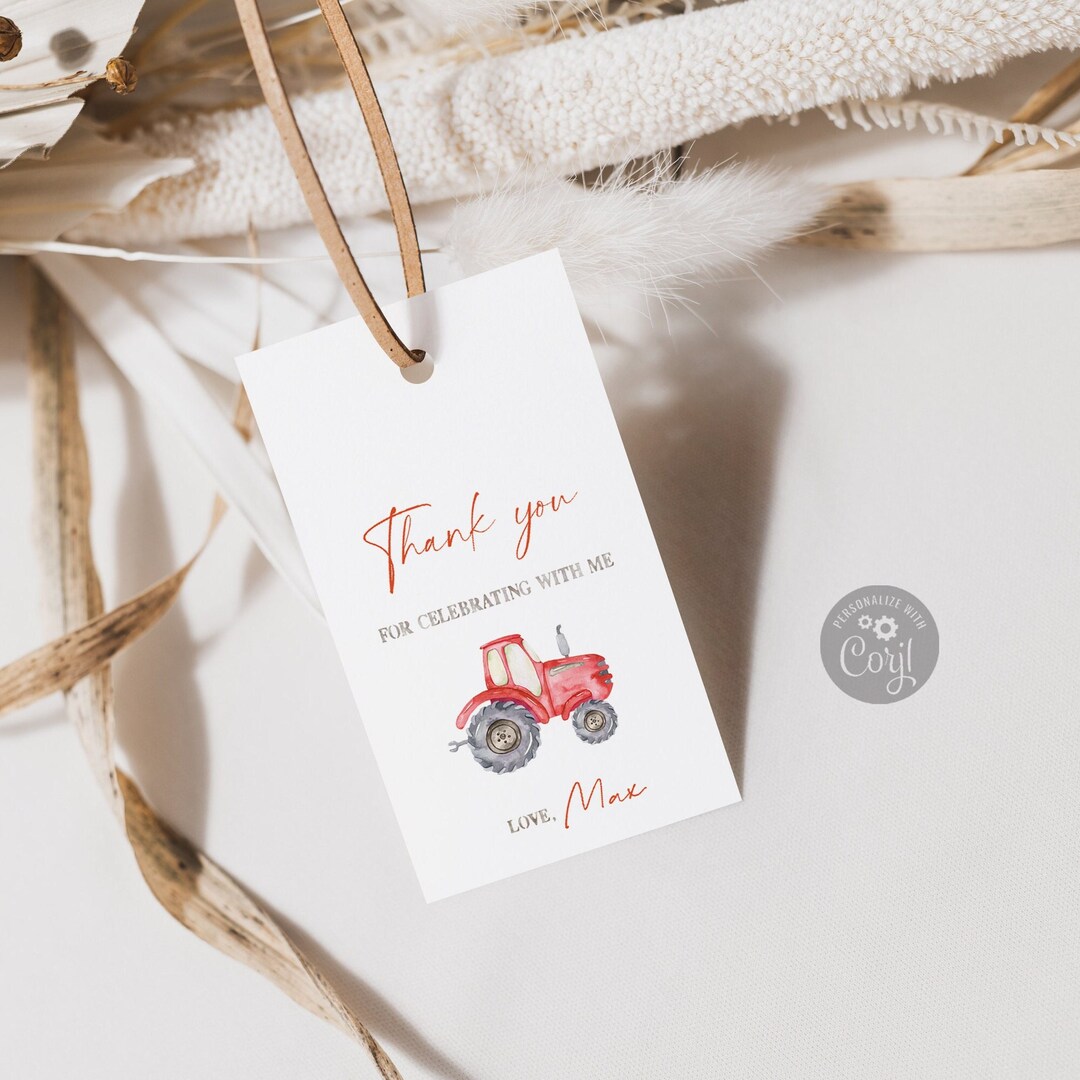 Red Tractor Thank You Tags, Editable Minimalist Red Tractor Theme ...