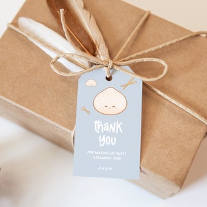Dumpling Birthday Thank You Tags: Editable Dim Sum Party Favor (instant ...