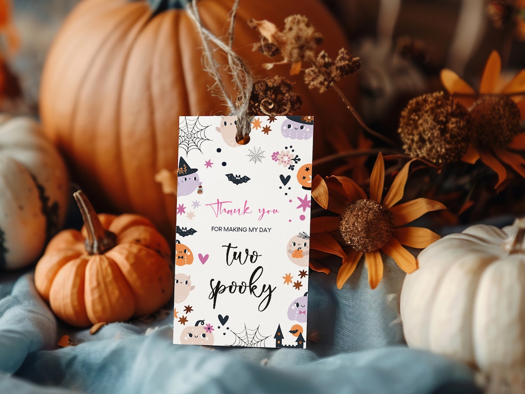 Editable Halloween Birthday Favor Tags: Two Spooky Thank You (INSTANT ...