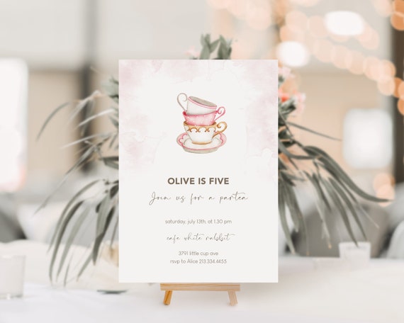 Editable Tea Party Birthday Invitation Girl Par-tea Invite | Etsy