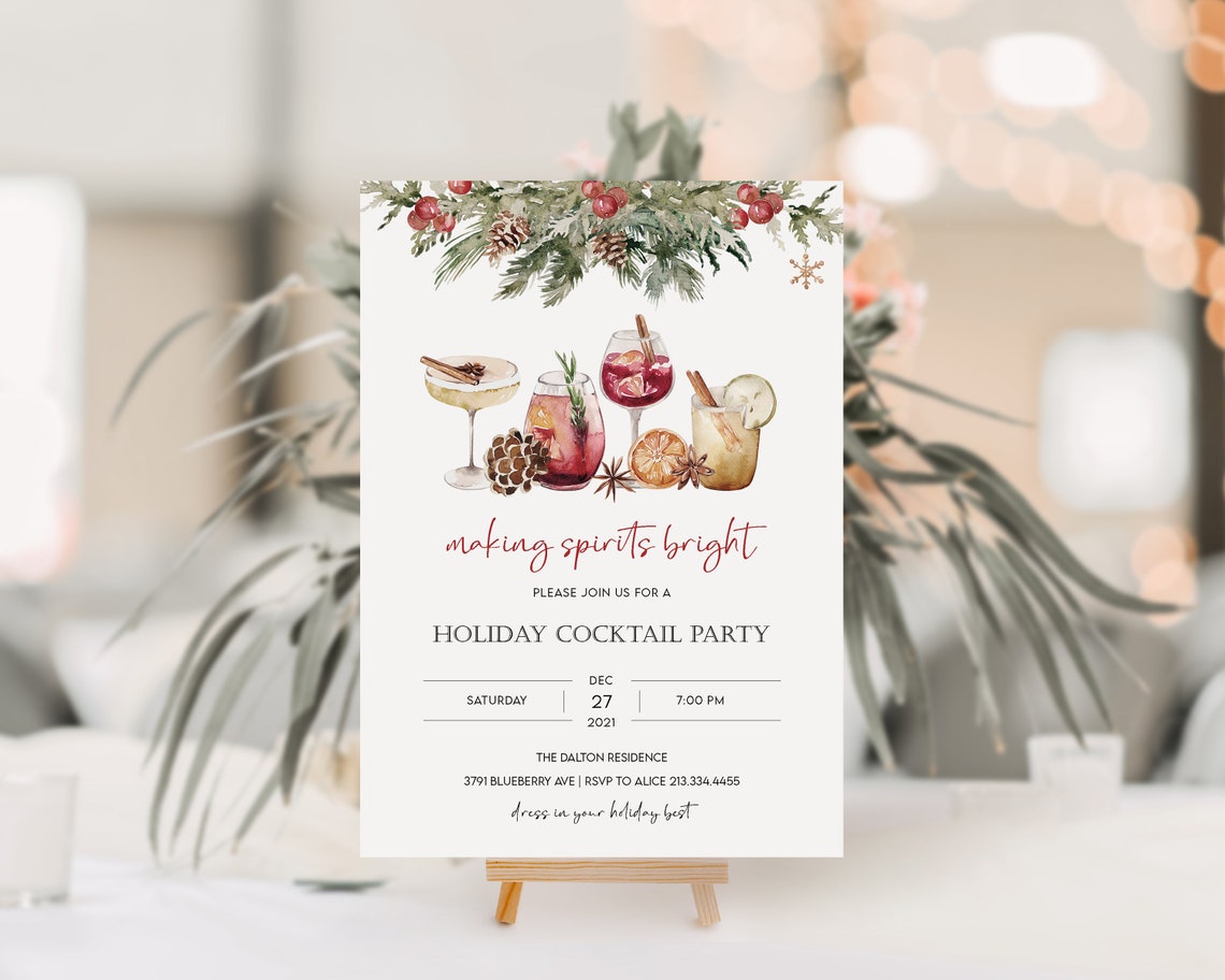 Editable Holiday Cocktail Party Invitation Christmas Party - Etsy