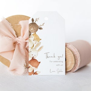 Woodland Animals Birthday Favor Tags | Thank You Tags | Forest Animals ...
