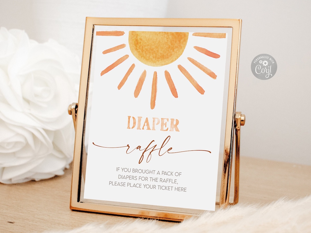 Little Sunshine Diaper Raffle Sign, Boho Sun Baby Shower Sign ...