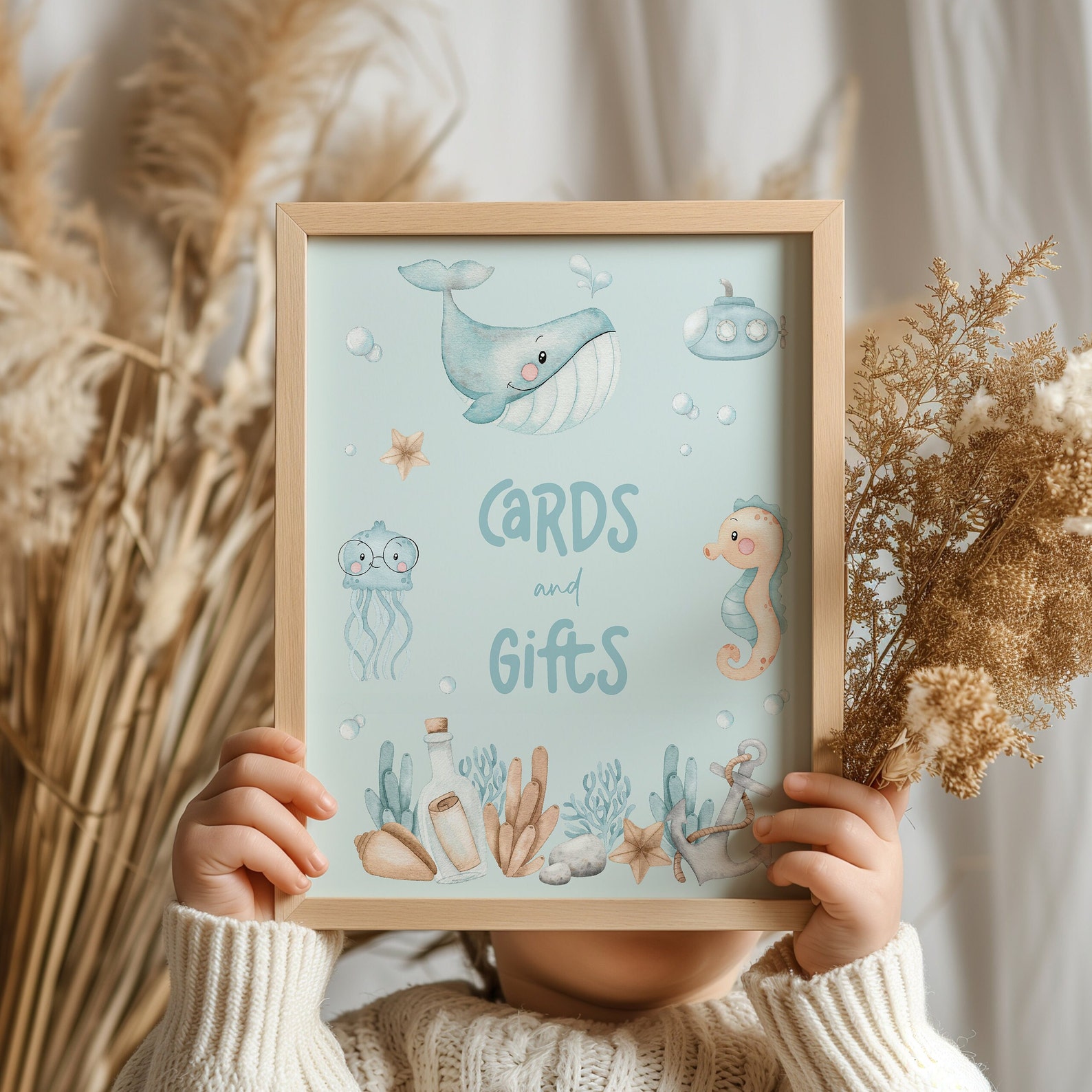 Under the Sea Birthday Sign: Editable Baby Shower Decor (digital ...