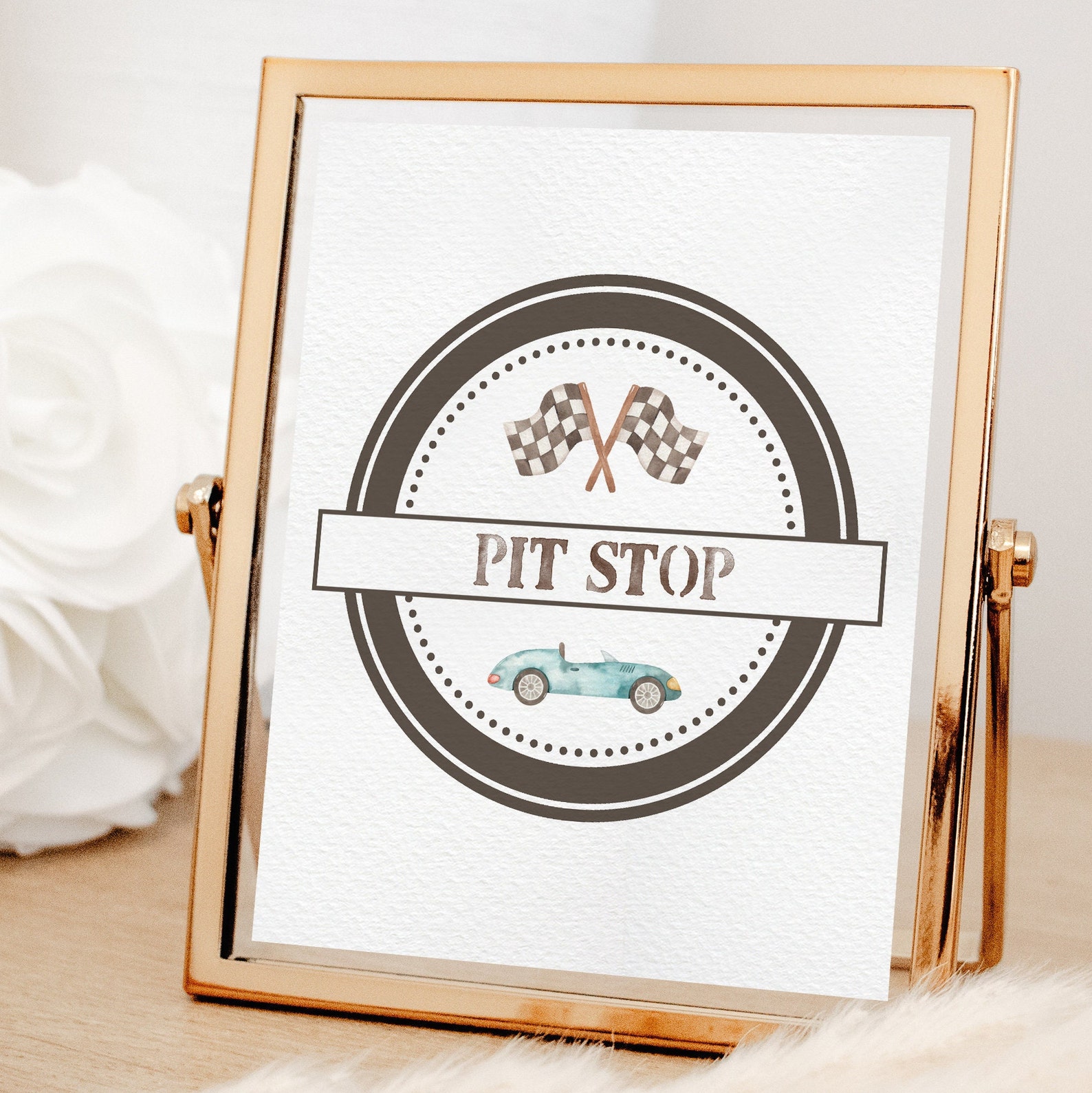 Ready to Print Pit Stop Sign Blue Race Car Birthday Party - Etsy