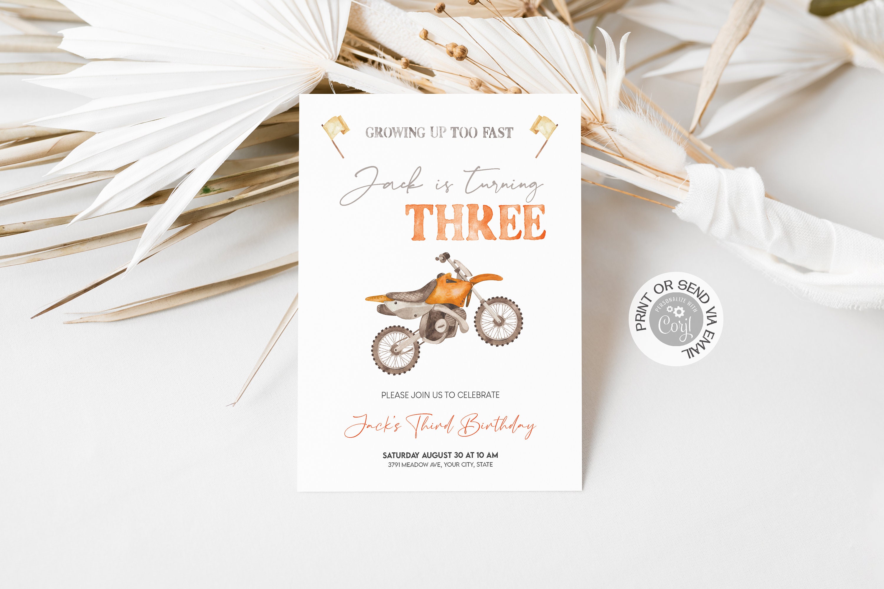 Editable Orange Dirt Bike Birthday Invitation Mountain KTM - Etsy