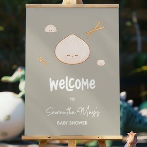 Charming Dumpling Welcome Sign, Green Gender Neutral Bao Bun Baby ...