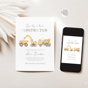 Construction Baby Shower Invitation: Editable Template (digital ...
