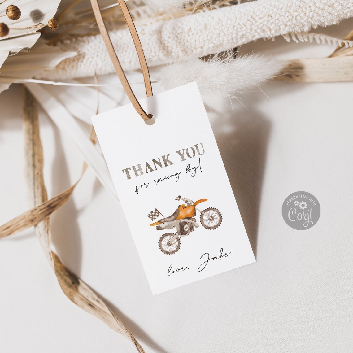 Orange Dirt Bike Thank You Tags: Motocross Party Favors (digital ...