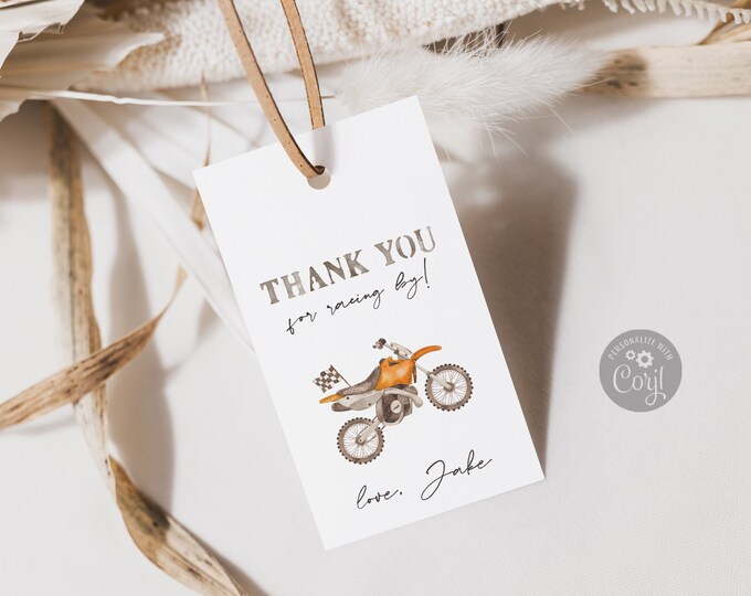 Orange Dirt Bike Thank You Tags Motocross Birthday Gift Tags - Etsy