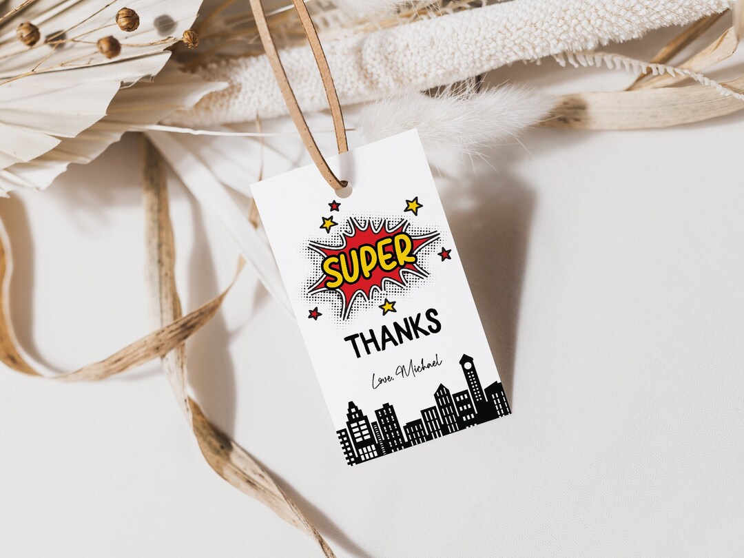Editable Superhero Favor Tags: Comic Book Thank You (instant Download ...