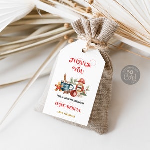 Holiday Birthday Thank You Tag | Christmas Favor Tags | Red and Gold ...