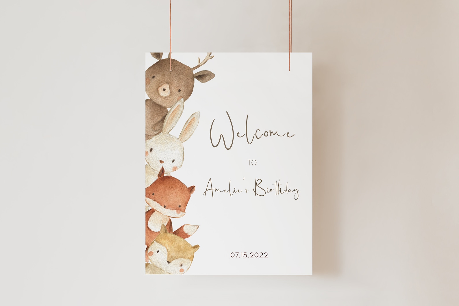 Editable Woodland Animals Birthday Welcome Sign Animal - Etsy