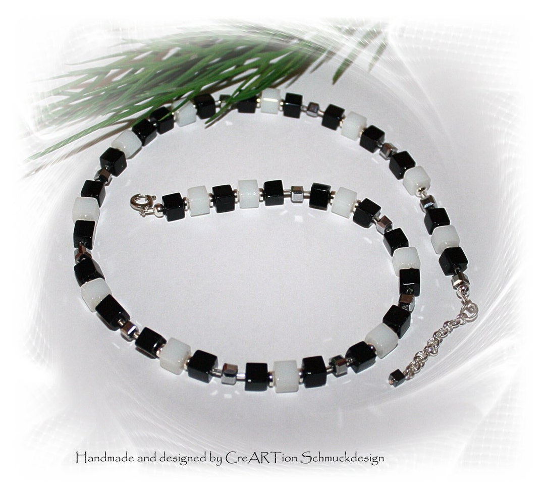 Chain, Black and White Chain, Cube Chain, Black and White Necklace ...