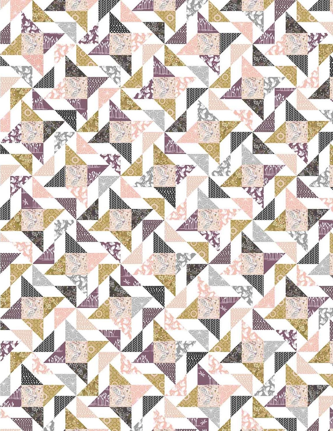 Triangle Flying Geese Diamond Pattern Swan Quilt Dark Pink | Etsy