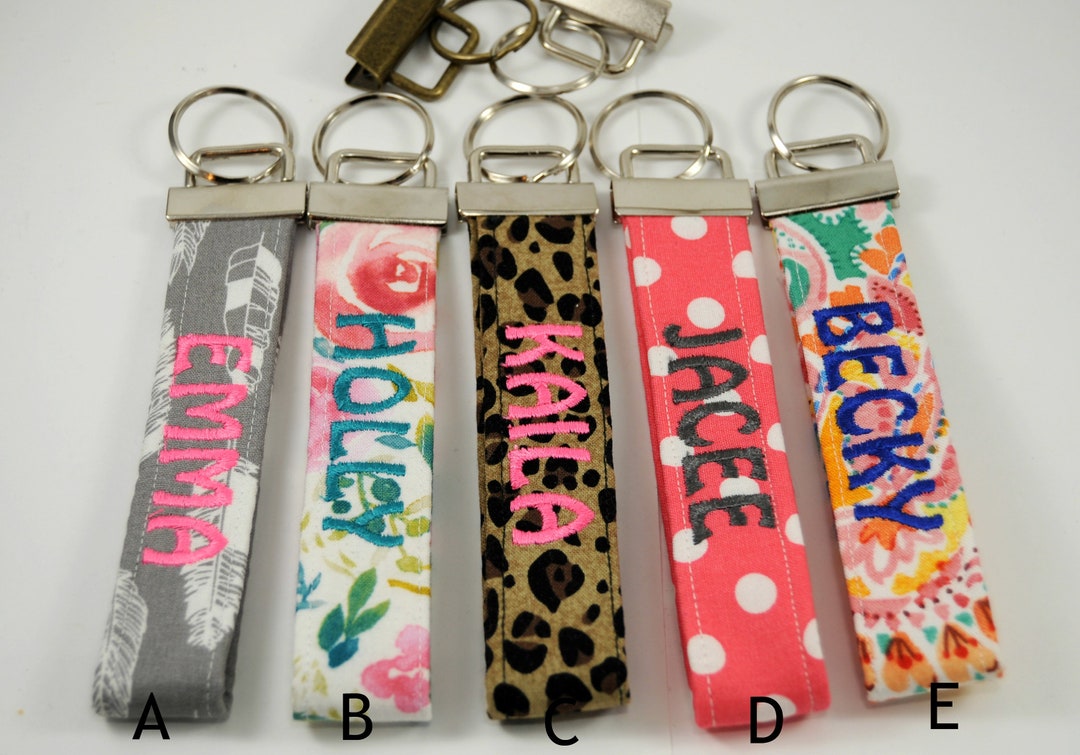 Monogram Key Fob Wristlet: Personalized Cotton Key Chain, Christmas ...