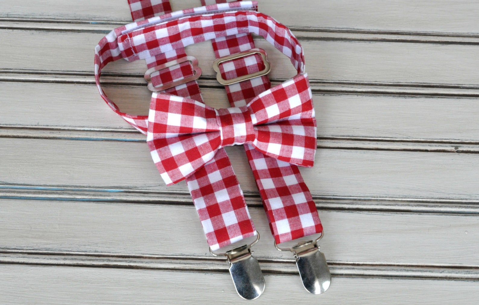 Red Gingham Bow Tie and Suspenders, Regular Tie or Bow Tie for Men ...