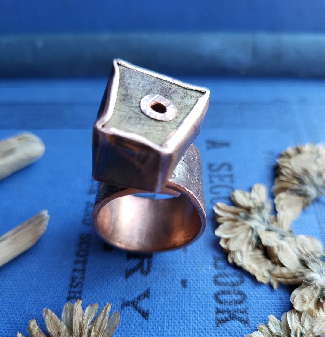 Textured Copper & Palo Santo Wood Ring - Size 9 - Etsy
