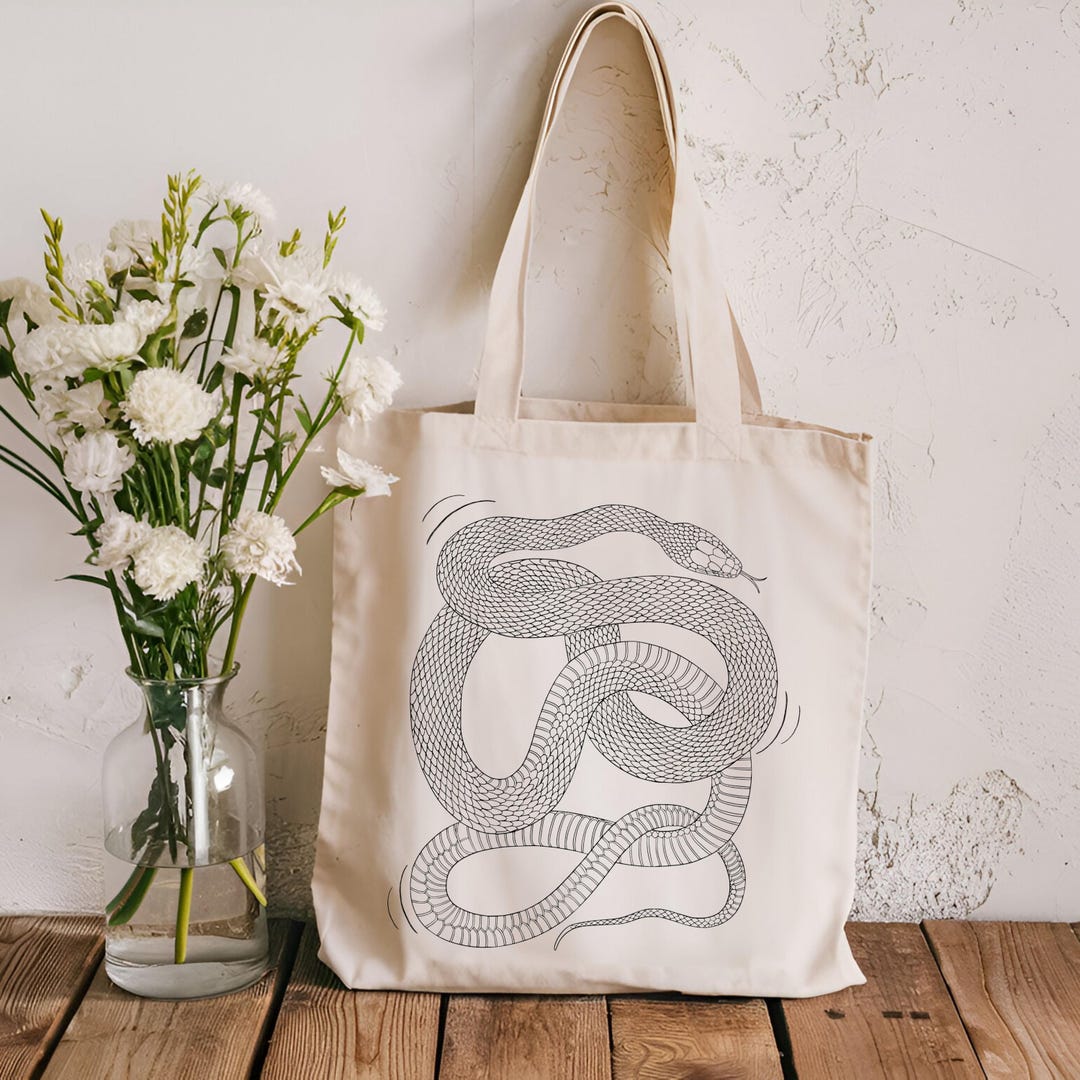Boho Tote Bag, Snake Tote Bag, Yoga Tote Bag, Snake Lover Gift ...