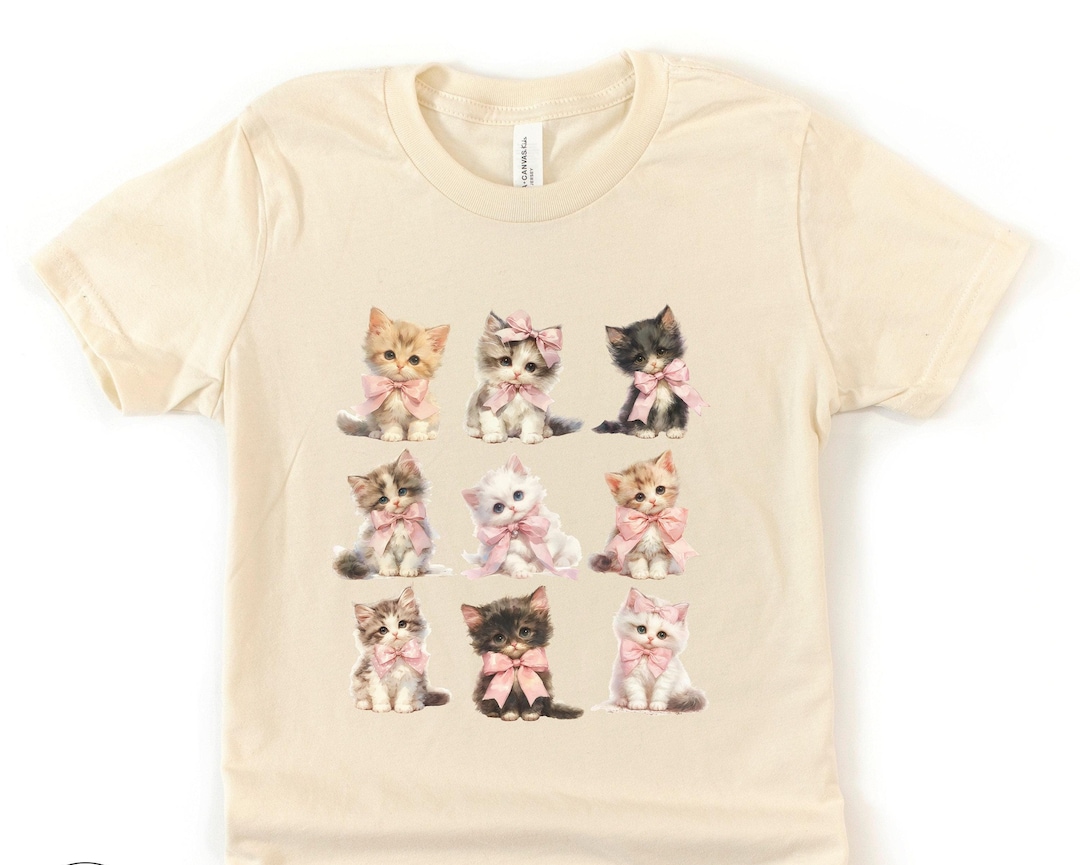 Girls Cat Shirt, Kitten Tshirt for Child, Cute Kitten Kids Tshirt, Girl ...