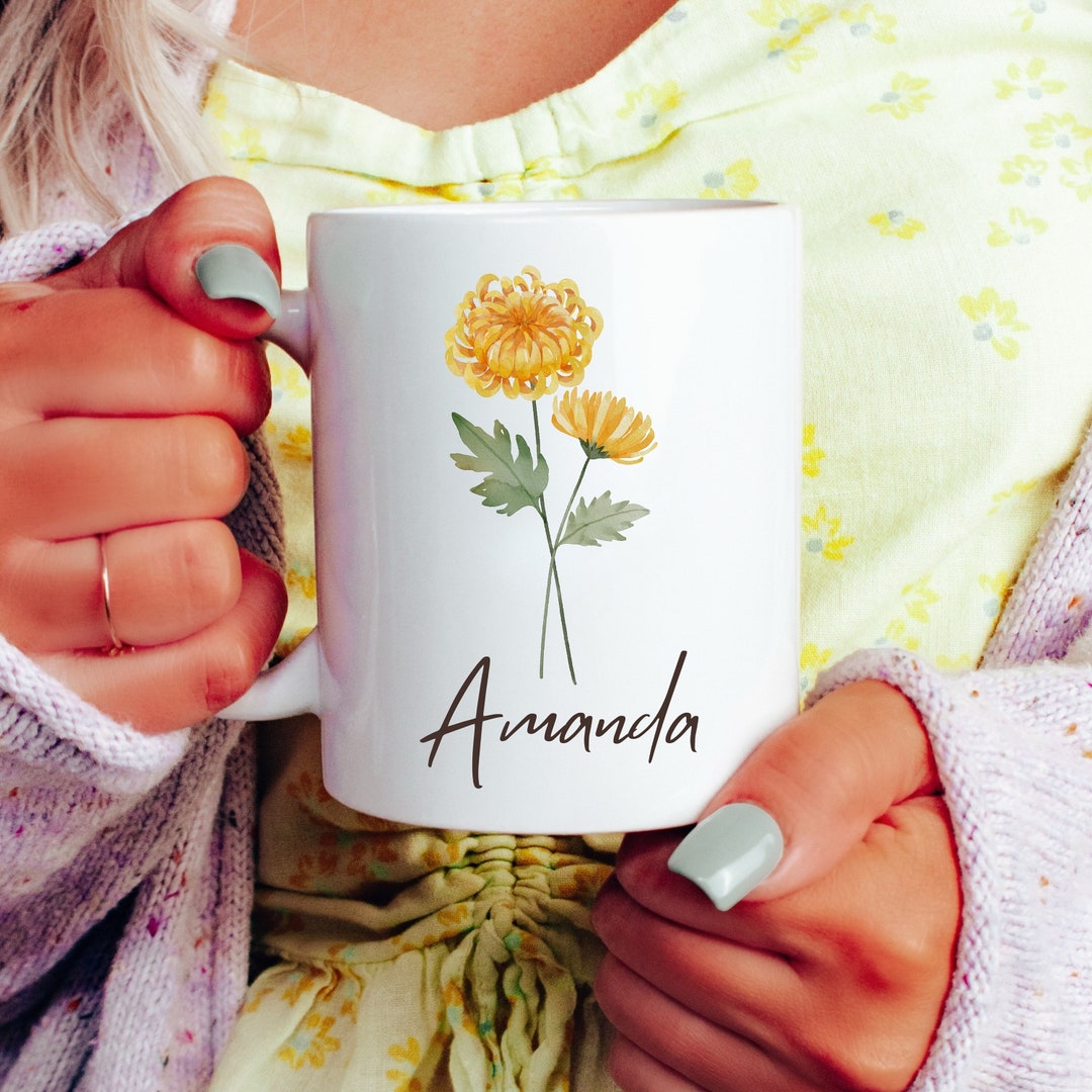 November Birth Flower Mug Personalized Chrysanthemum Flower - Etsy