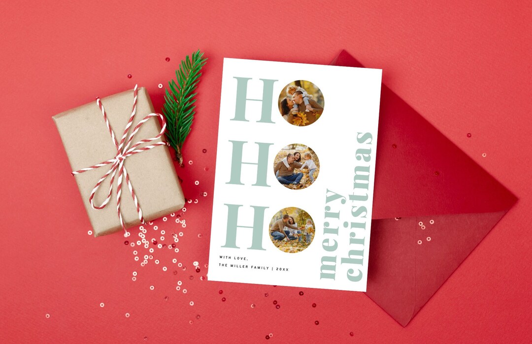 Editable Christmas Card Ho Ho Ho Photo Card DIGITAL - Etsy
