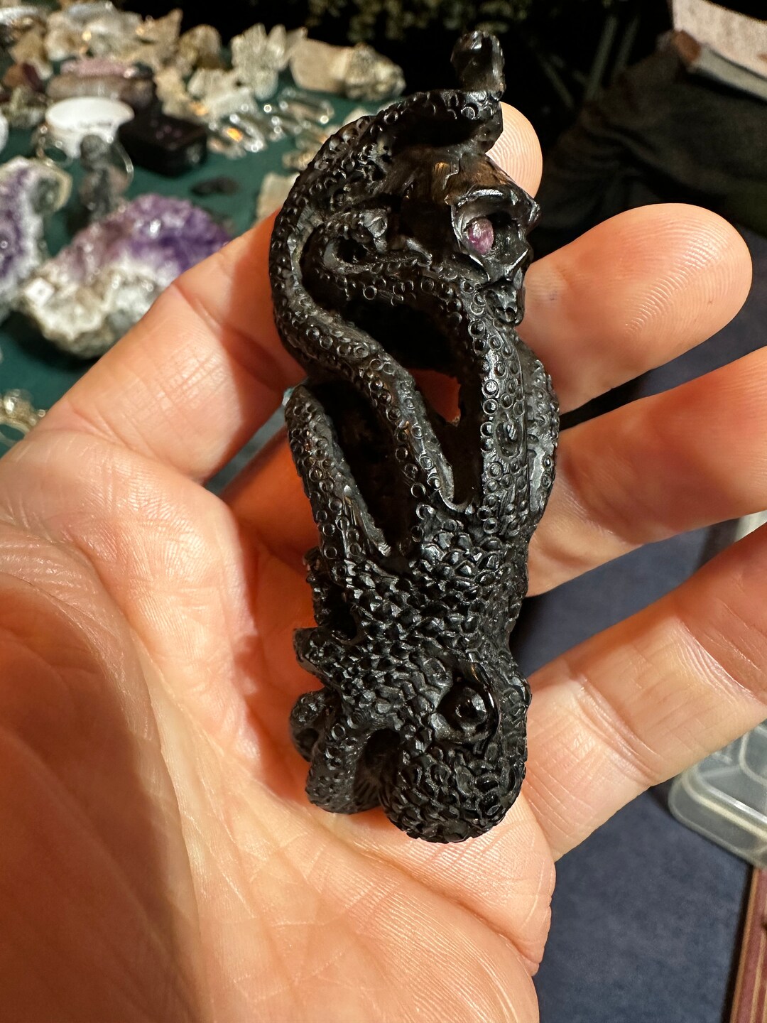 Whitby Jet Octopus and Skull With Ruby Eyes - Etsy