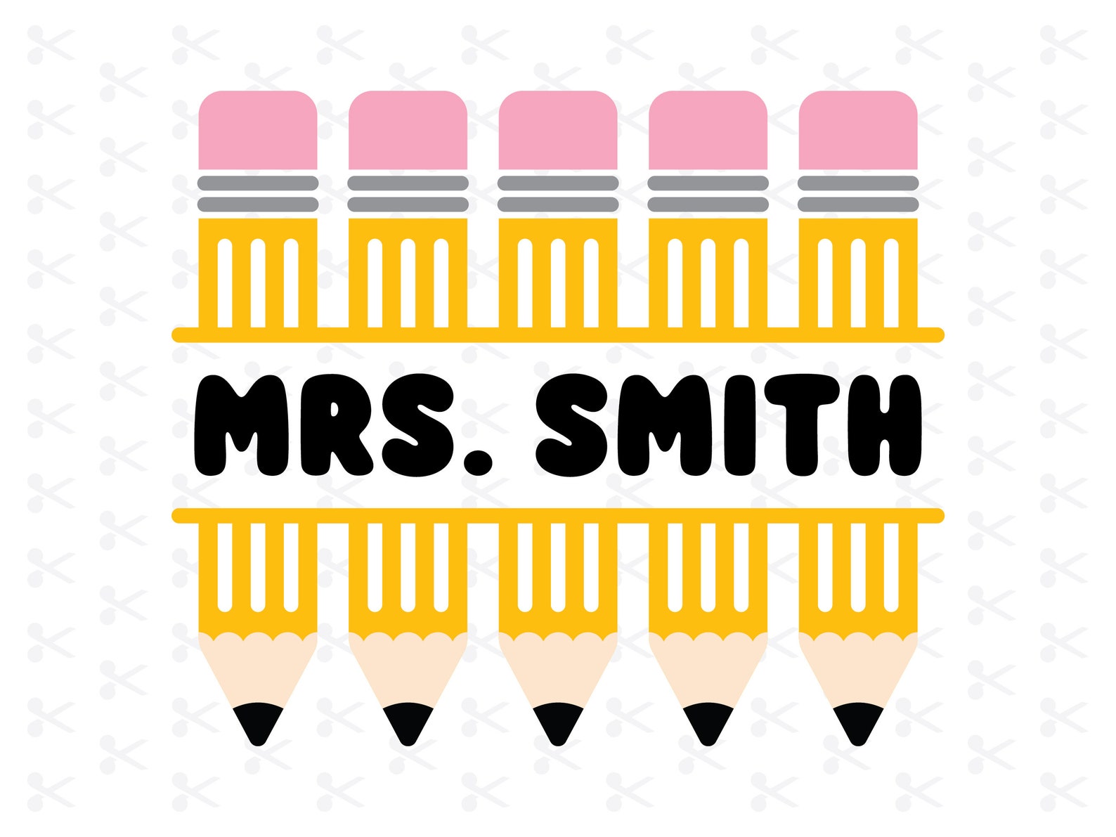 Split Pencil Teacher Monogram SVG / Teacher Name Frame SVG / Custom ...