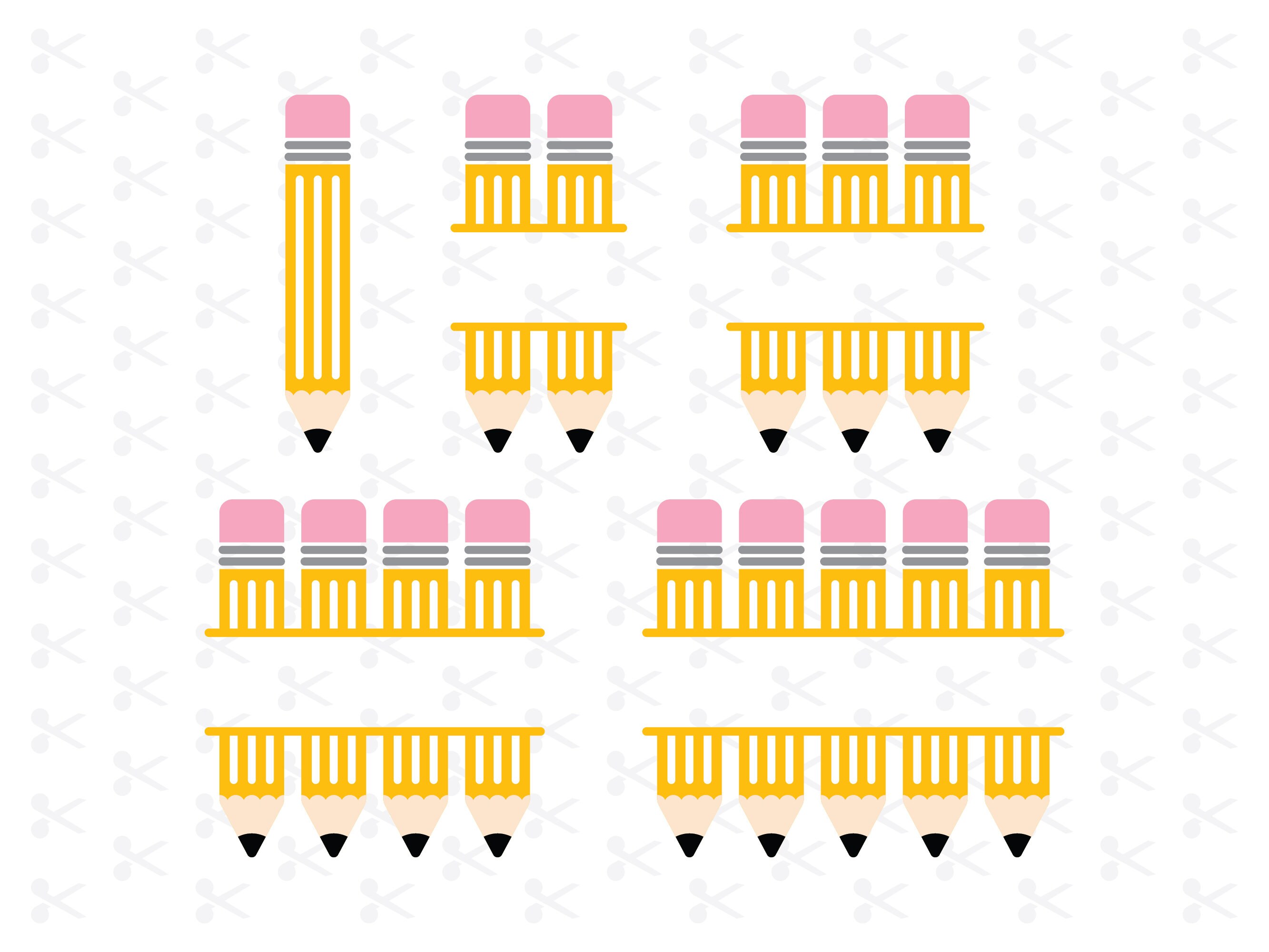 Pencil Name Frame SVG / Teacher SVG / Split Pencil Monogram SVG / Font ...