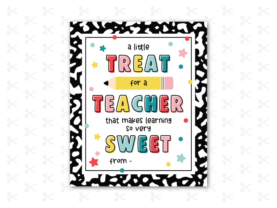 Teacher Appreciation Tag Printable / Teacher Appreciation Treat Tag / A ...