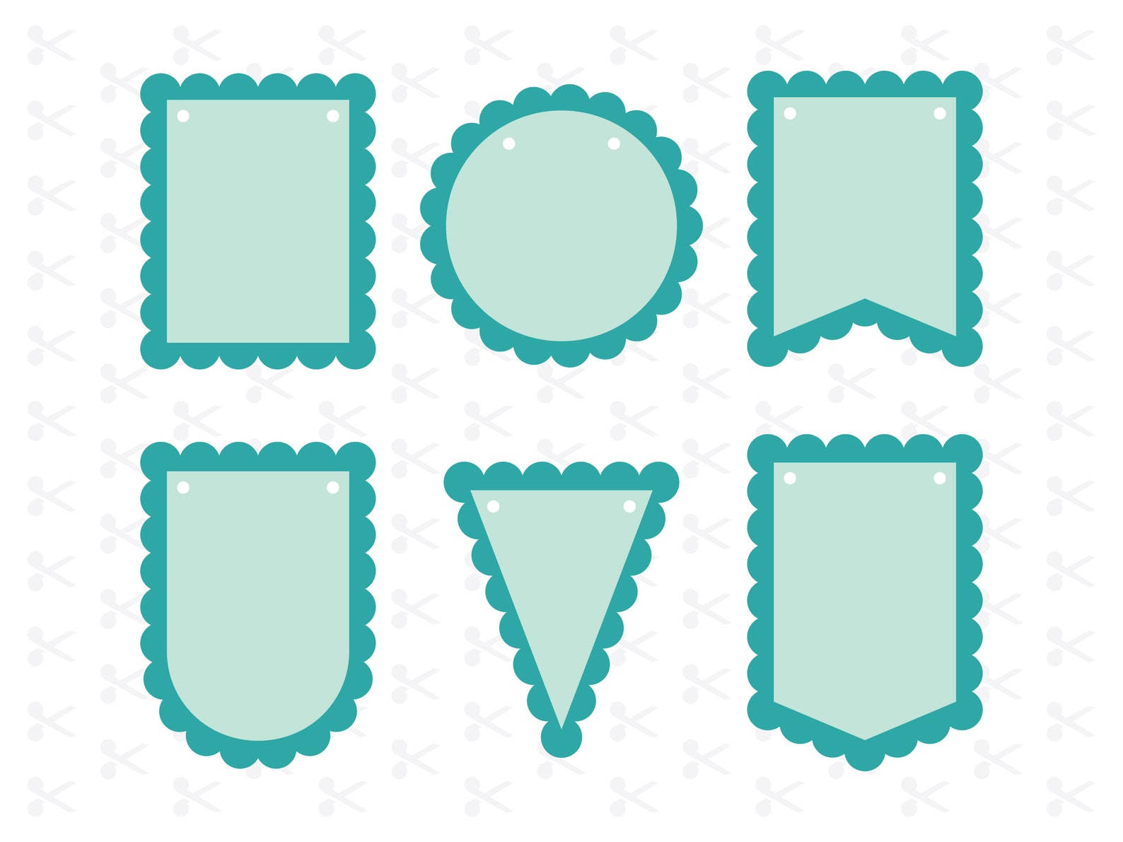 Scalloped Banner Svg Dxf Ai Bundle / Bunting SVG / Garland SVG / Party ...