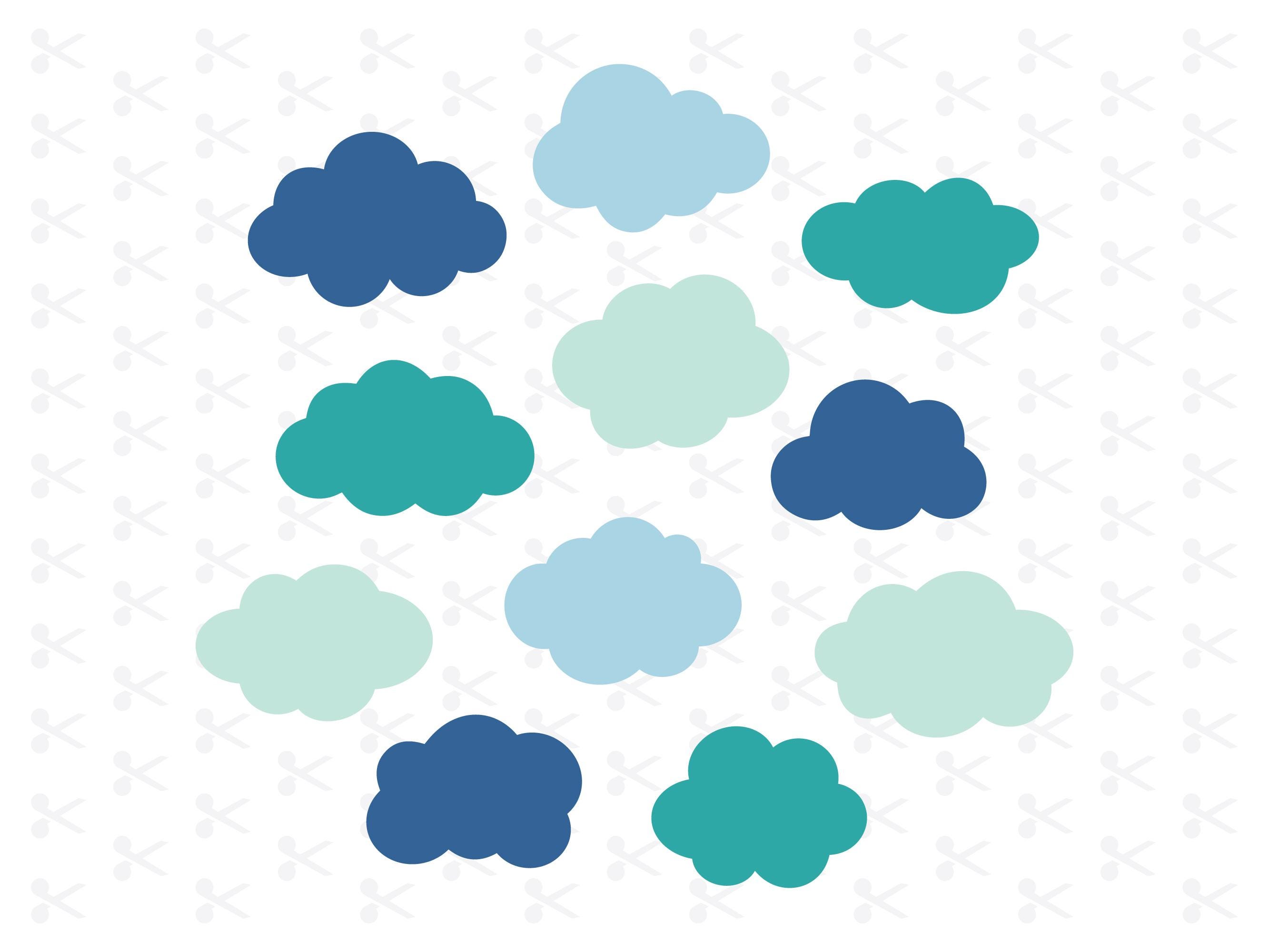 Cute Cloud Shapes Svg Png Jpg Eps Pdf Ai Dxf / Cloud Bundle / Fluffy ...