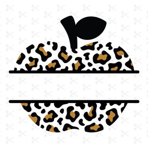 Cheetah Teacher Apple Monogram SVG EPS JPEG / Cheetah Split Apple ...