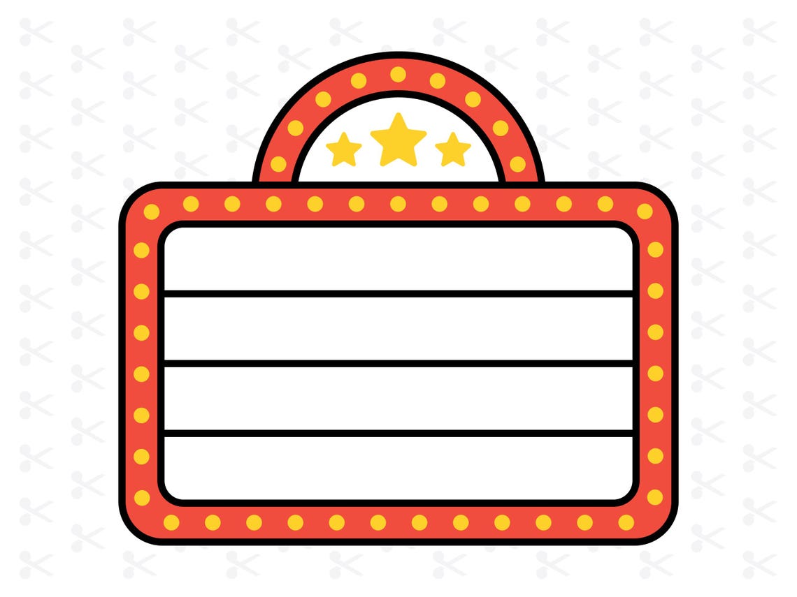 Blank Movie Theater Sign Svg Png Jpg Eps Pdf Dxf Ai / Custom Movie ...