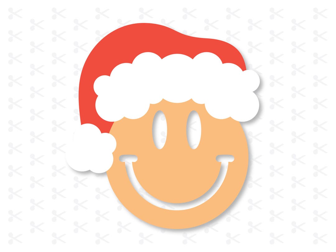 Santa Hat Smiley Face Svg Png Jpg Eps Pdf Ai Dxf / Christmas Smiley ...