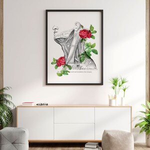Neck Muscle Floral Vintage Human Anatomy Art Print Flower Medical ...