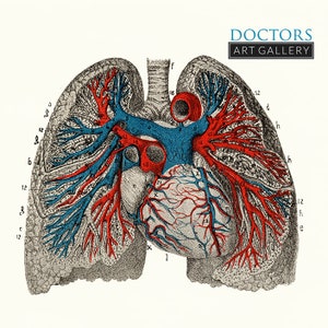 Lungs and Heart Cardiology Pulmonology Anatomy Art Print | Etsy