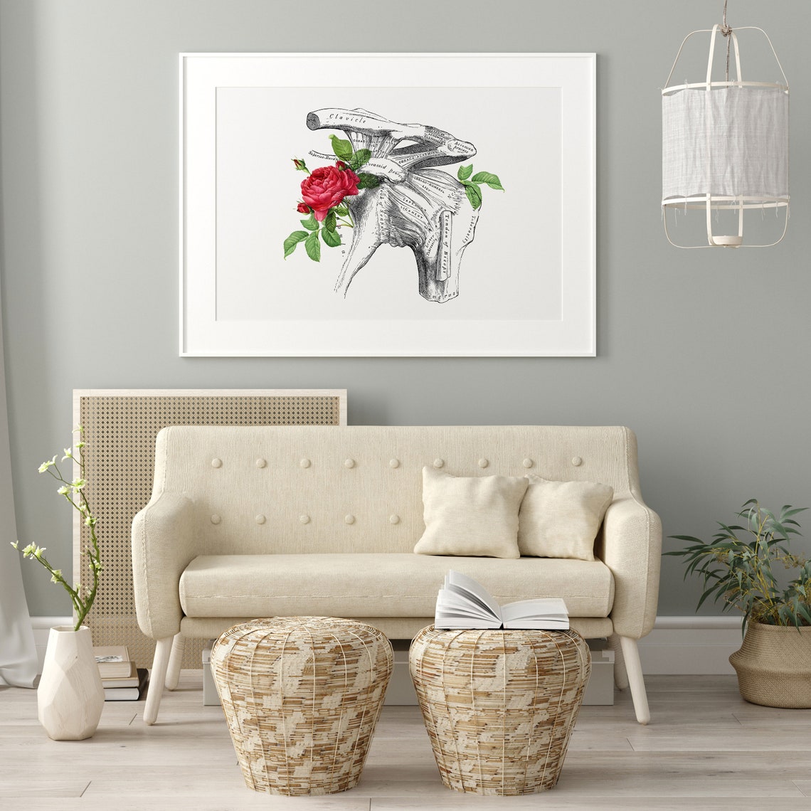 Shoulder Joint Rose Flower Human Anatomy Art Print Muscle PT Floral ...