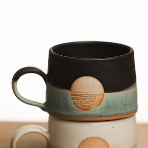 Sunrise Ceramic Mug - Sunrise + Sunset Mugs - White and Turquoise ...