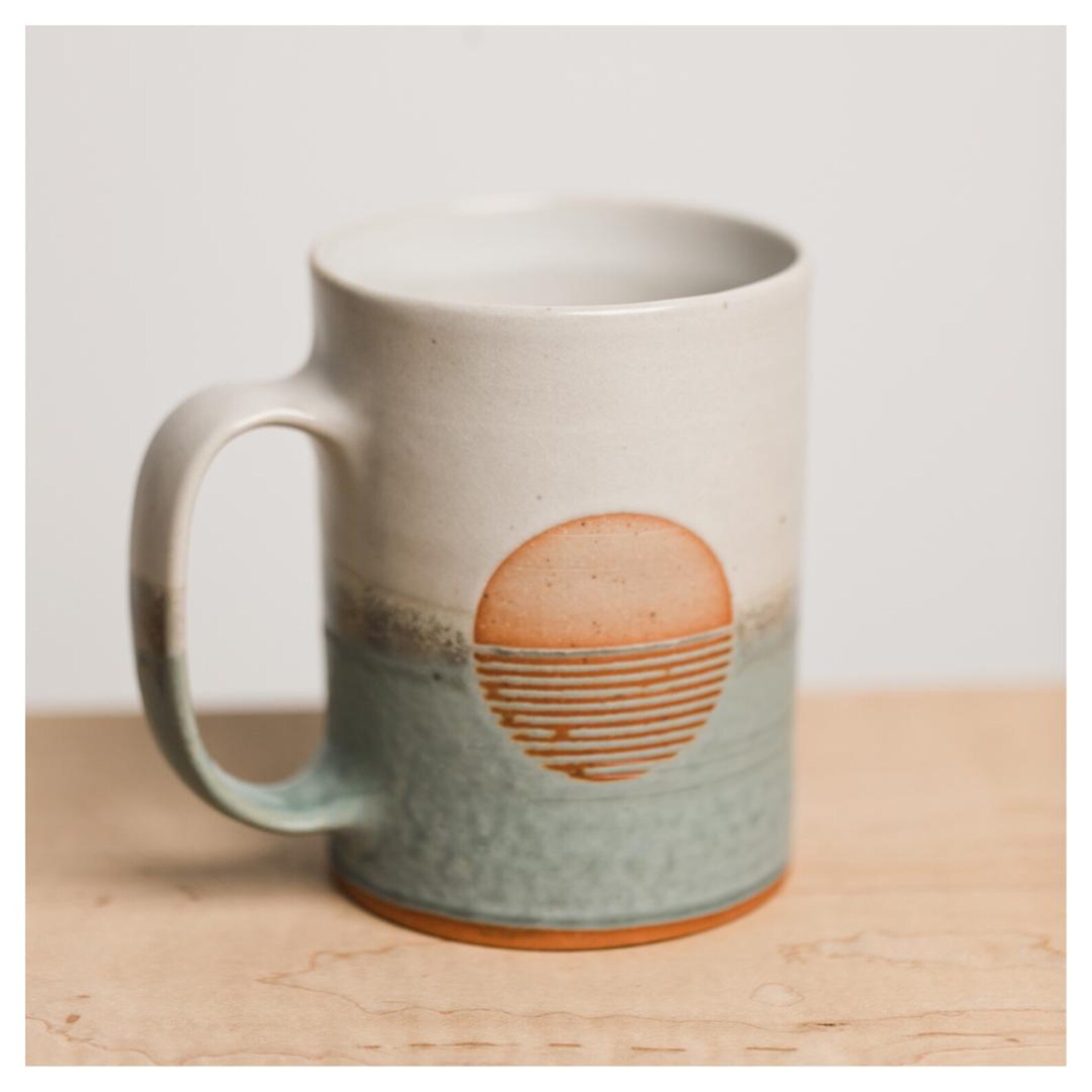 Large Sunset Ceramic Mug Sunrise Sunset Mugs Black and Turquoise Mug ...