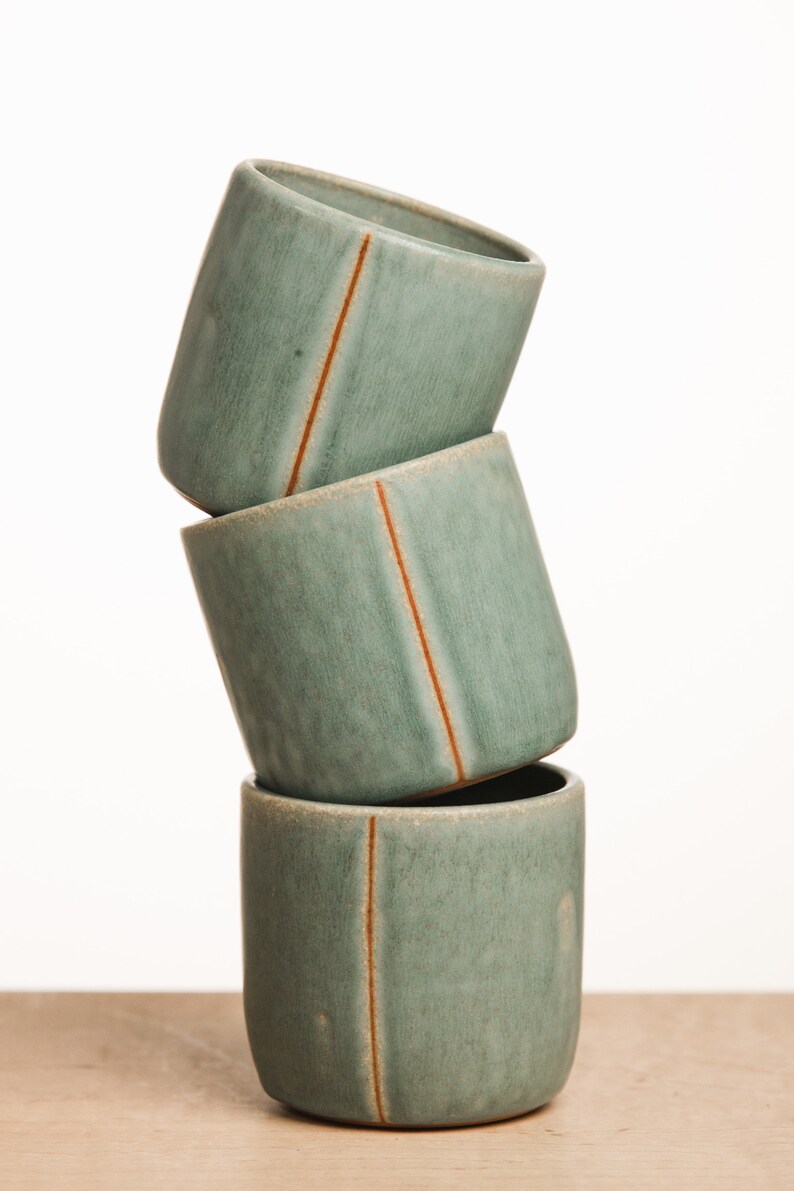 Linear Ceramic Cup Turquoise Linear Ceramic Cup Handmade Cup Tea Cup ...