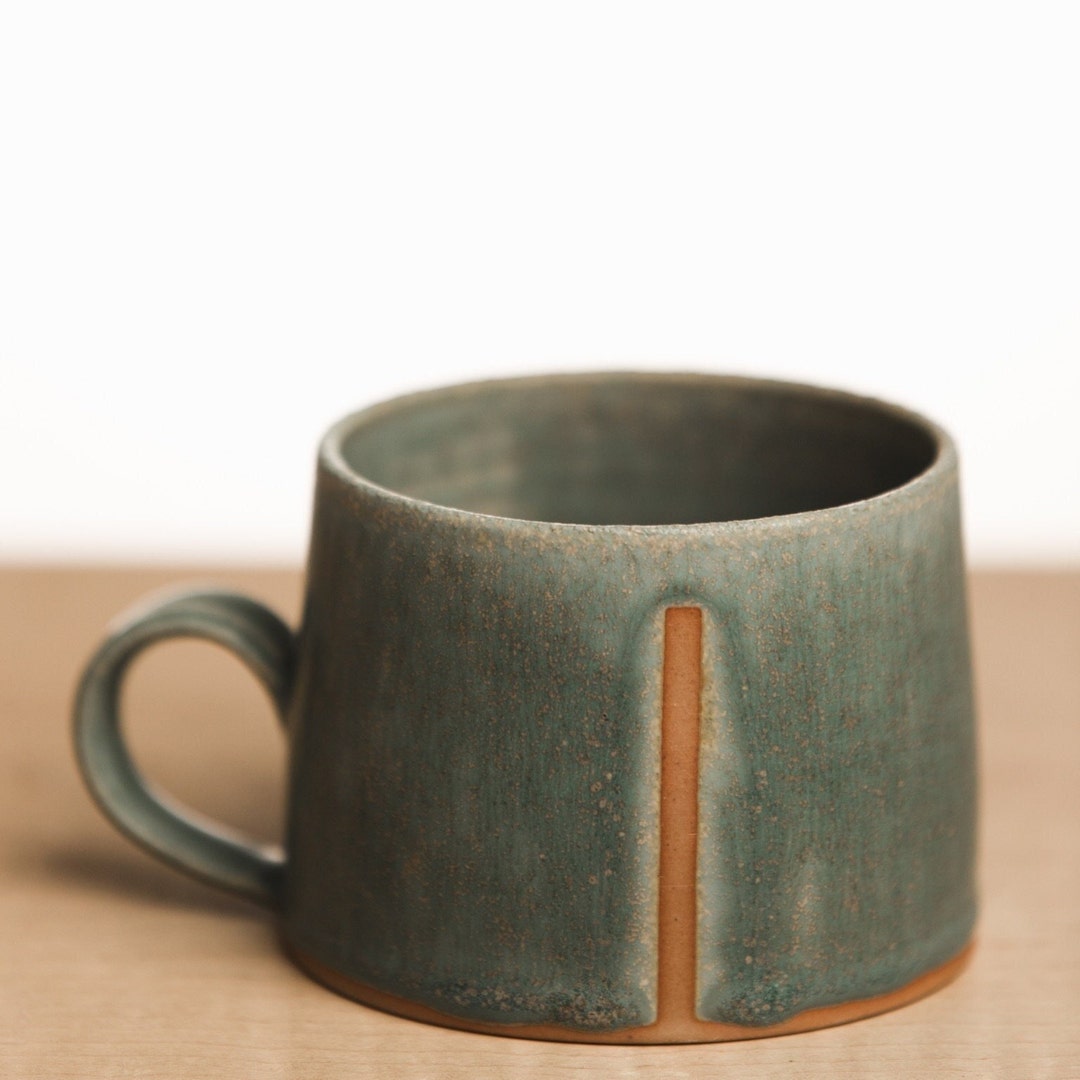 Linear Ceramic Mug - Turquoise Ceramic Mug - Turquoise Coffee Mug ...