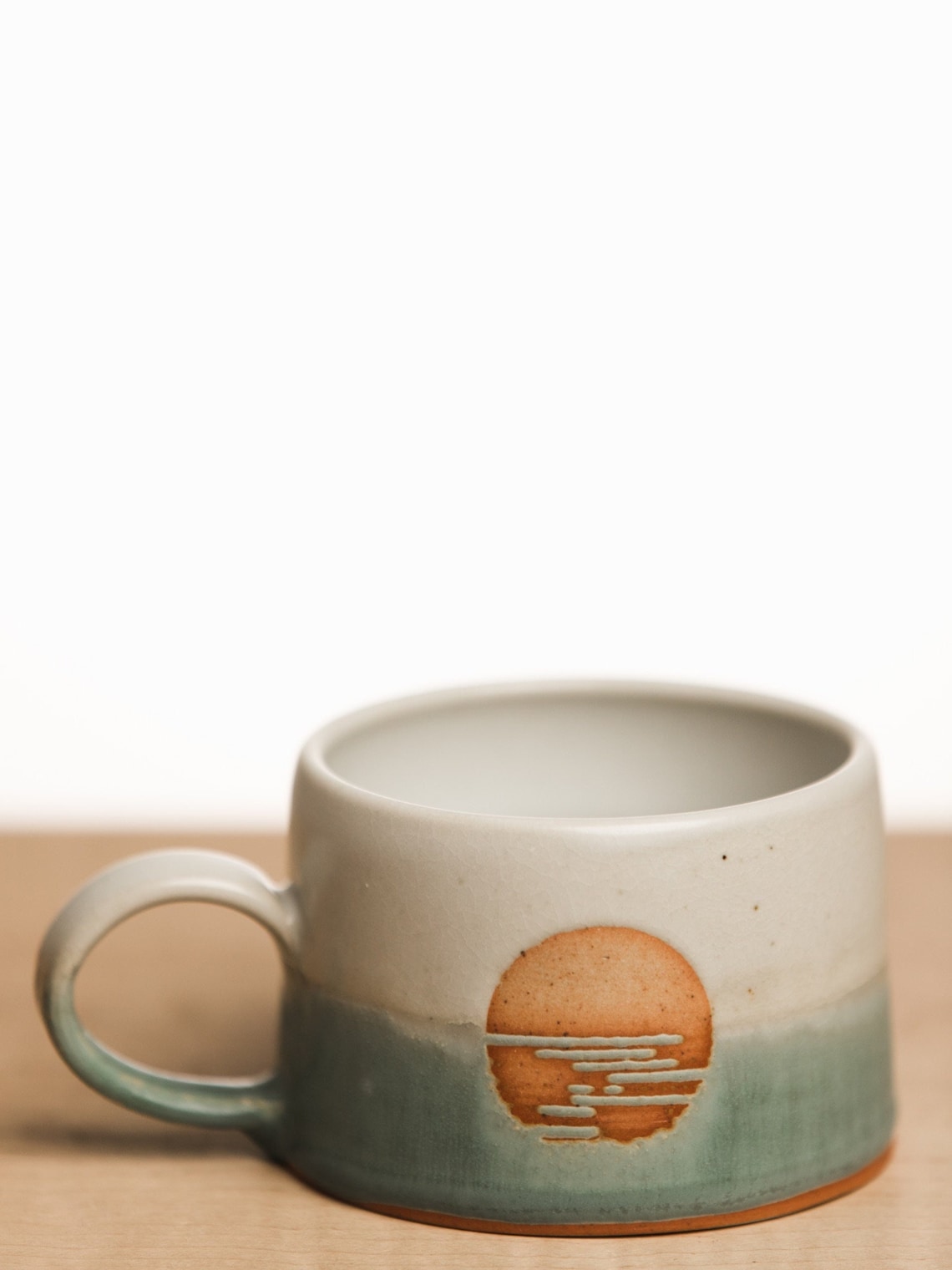 Sunrise Ceramic Mug Sunrise Sunset Mugs White and Turquoise Ceramic Mug ...