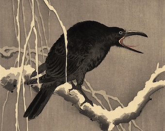 Japanese Crow Art | Etsy