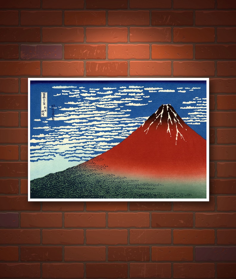 Red Mount Fuji FINE ART PRINT Hokusai 36 Views of Mount Fuji - Etsy