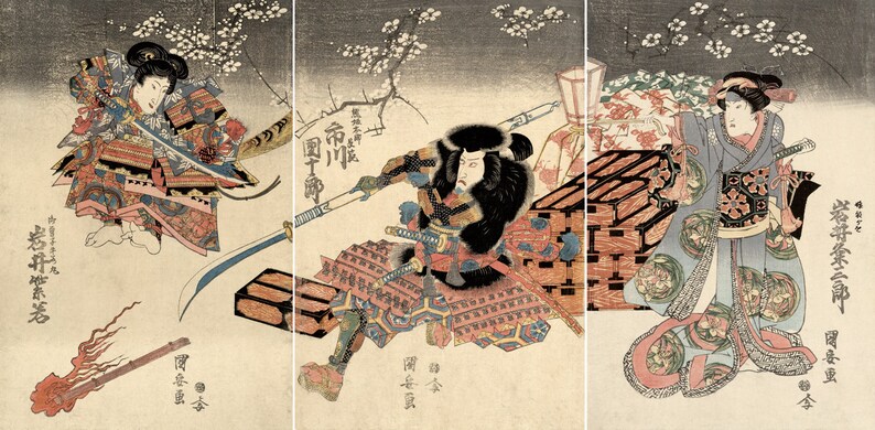 Japanese Art Samurai Fight Scene Utagawa Kuniyasu FINE ART - Etsy