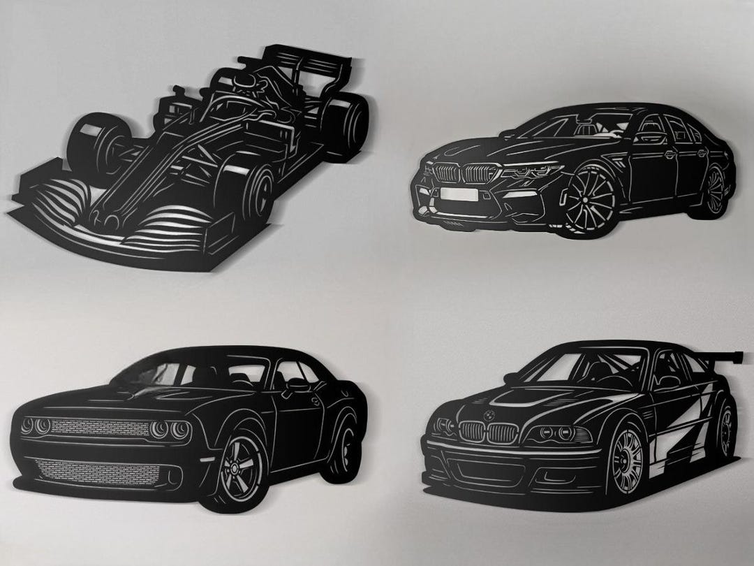 Laser Cut Files Set of 4 - Racing, Vintage, Modern Cars | Panel Wall ...