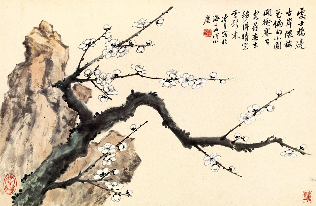 Chinese Art Plum Blossoms Flowers Tree FINE ART PRINT China Watercolour Ink Paintings Art Prints Art Posters Home Wall Art Decor Etsy Ireland