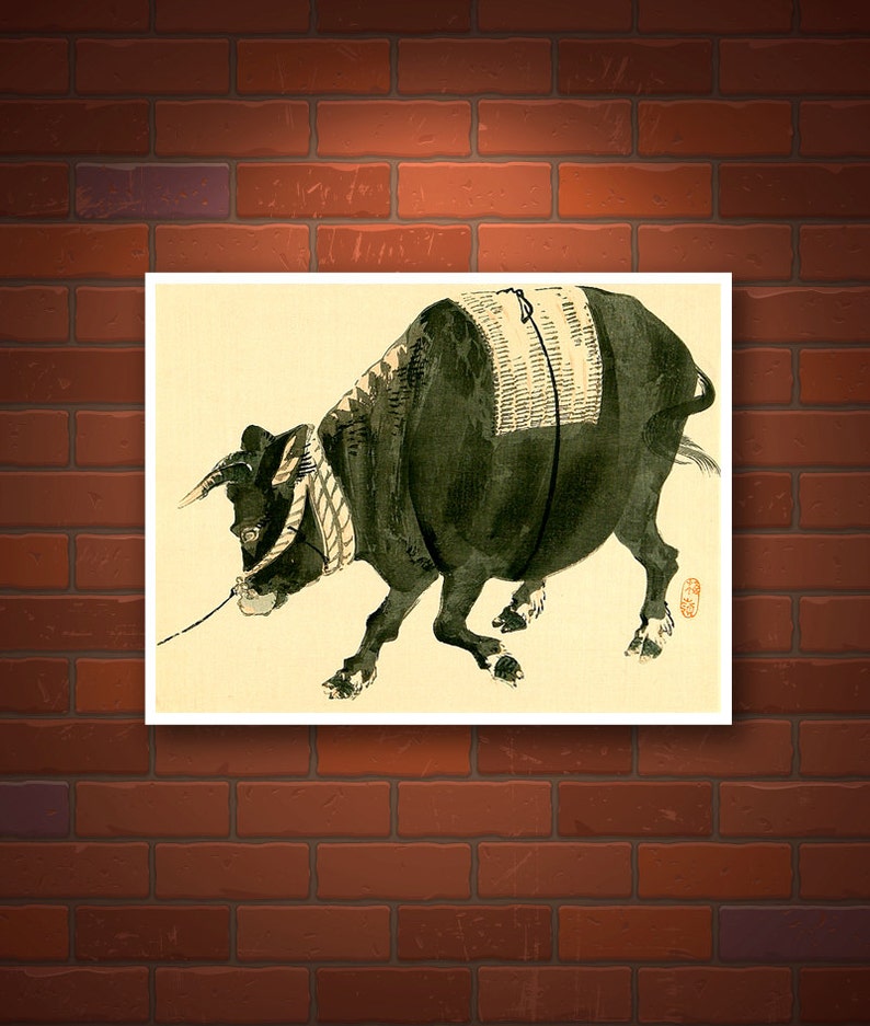 Japanese Animal Art Ox by Kono Bairei FINE ART PRINT - Etsy